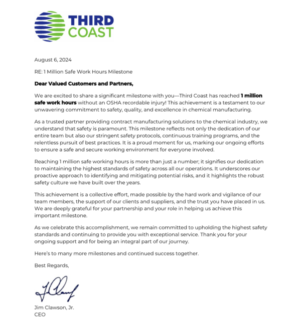 One-Million Safe Work Hours | Milestones | Third Coast